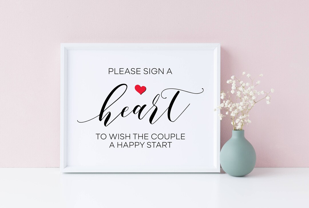 Please Sign A Heart to Wish the Couple A Happy Start, Modern Minimalist ...