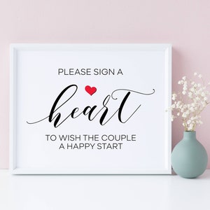 Please Sign A Heart to Wish the Couple A Happy Start, Modern Minimalist ...