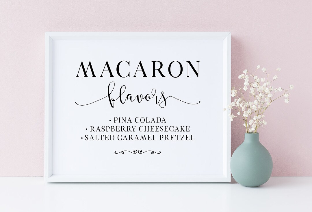 Macaron Flavors Sign, Wedding Signs, Wedding Table Sign, Macaron ...