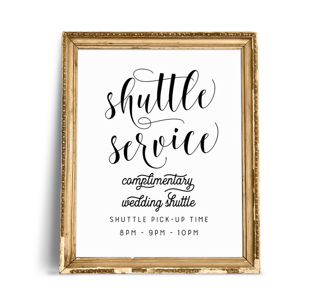 Shuttle Service Sign, Shuttle Printable, Wedding Signs, Wedding ...