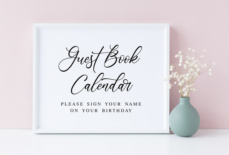 Guest Book Calendar Sign Please Sign Your Name on Your | Etsy