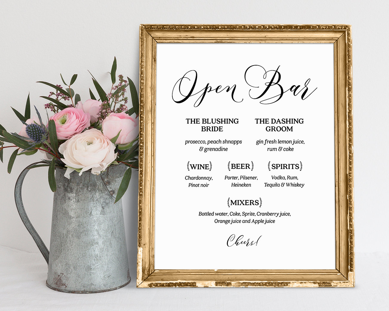 Wedding Bar Sign Wedding Bar Menu Open Bar Sign Bar - Etsy