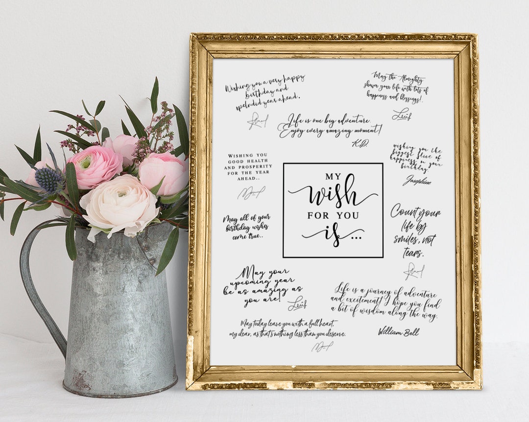 My Wish to You Is, Signature Birthday Gift Sign, Birthday Poster ...