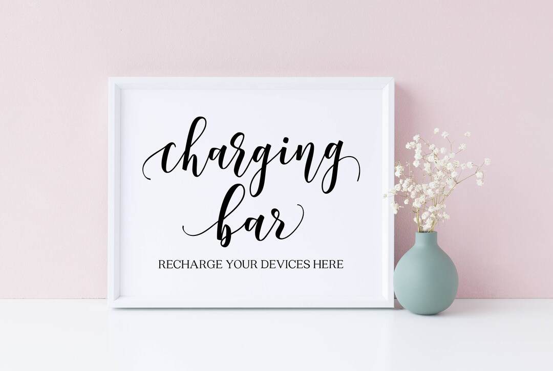 Charging Bar Sign, Recharge Your Devices Here, Modern Minimalist ...