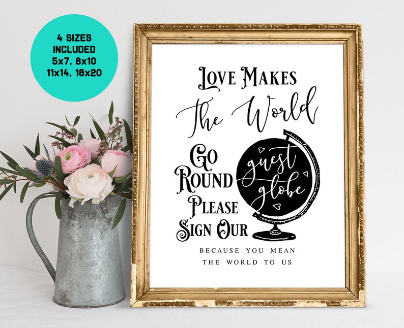 Love Makes the World Go Round Sign Please Sign Our Guest | Etsy