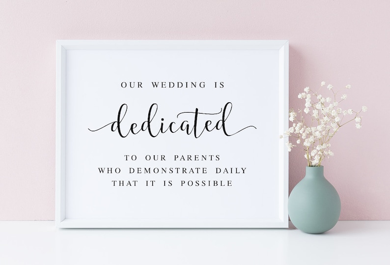 Our Wedding is Dedicated to Our Parents Parents Dedication - Etsy