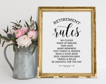 Retirement Rules, Retirement Gift Sign, Retiree Gift, Retirement Party ...