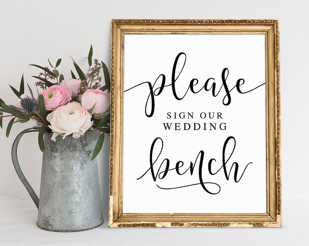 Please Sign Our Wedding Bench, Bench Guestbook Sign, Wedding Bench ...