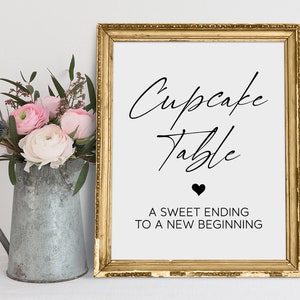 Cupcake Table Sign , A Sweet Ending to A New Beginning, Modern ...