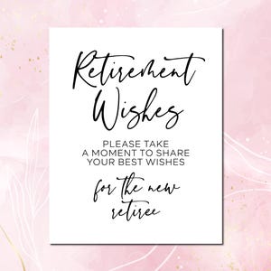 Retirement Wishes Sign, Modern Minimalist Retirement Guest Book Sign ...