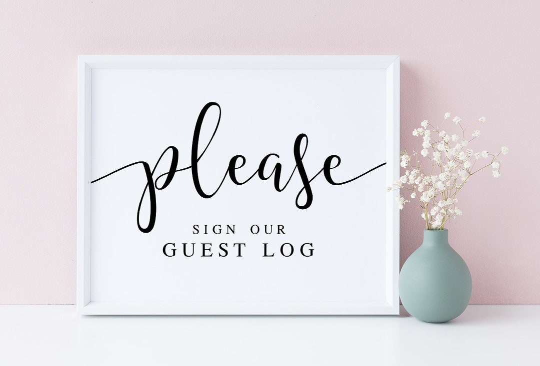 Wedding Guest Log Sign: Elegant Script, Minimalist Print (digital ...