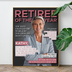 Personalized Retiree of the Year Magazine Cover Sign (digital Download ...