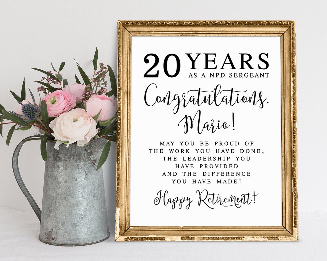 Personalized Retirement Years of Service Sign (PDF & JPG) - Etsy