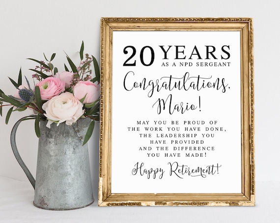 Retirement Years of Service Sign Retirement Gift Sign - Etsy