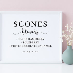 Scones Flavors Sign, Wedding Scones Flavor Sign, Wedding Dessert Table ...