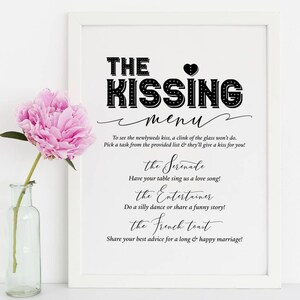 The Kissing Menu Sign, Wedding Signs, Wedding Kissing Menu ...