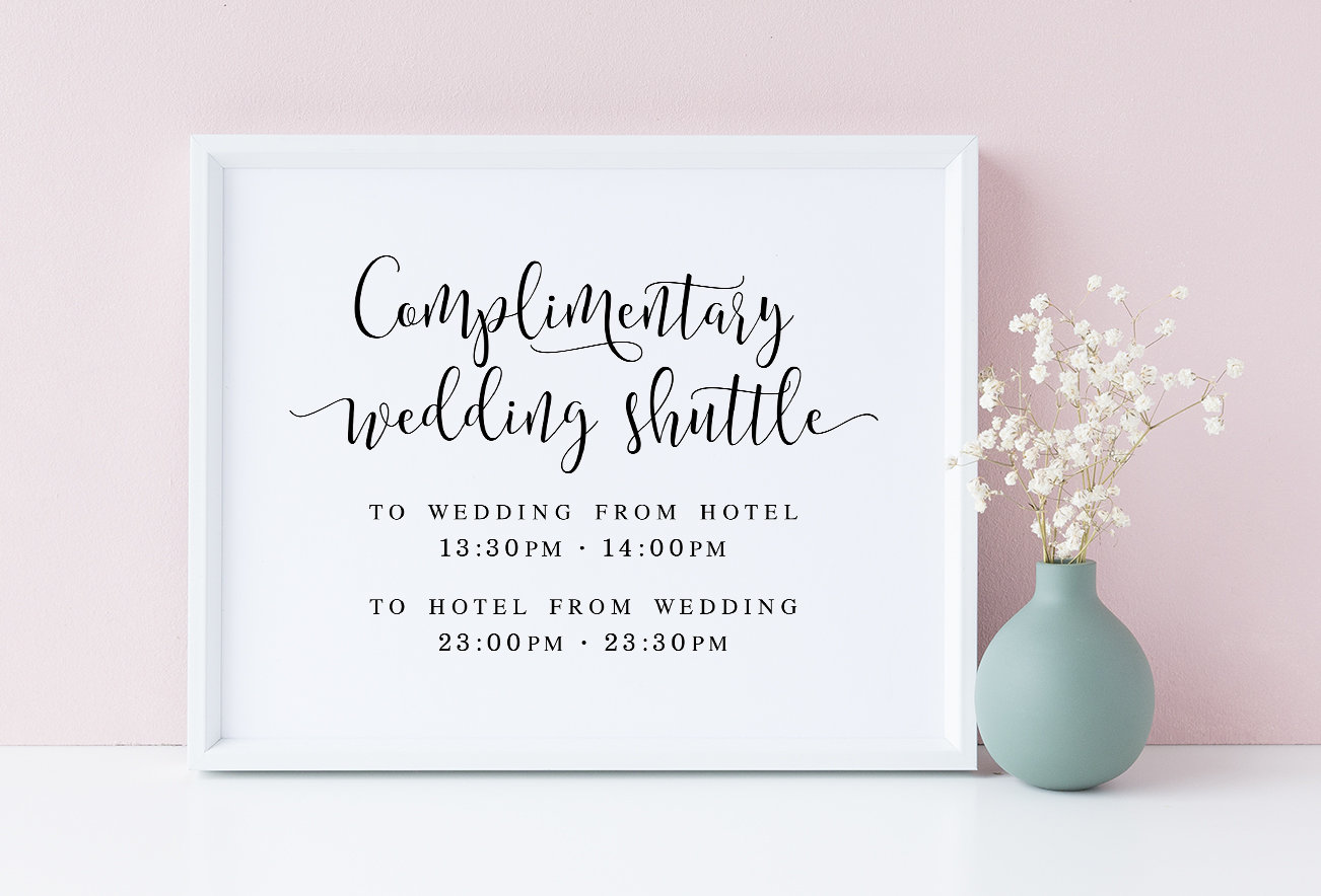 Complimentary Wedding Shuttle Sign Wedding Signs Wedding | Etsy