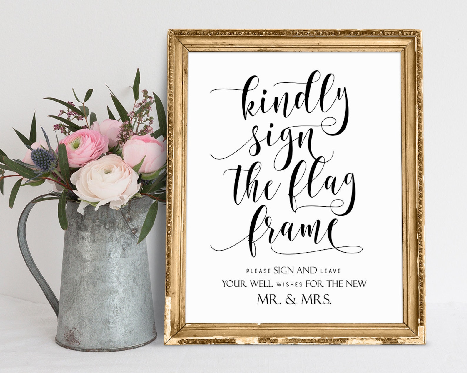 Kindly Sign the Flag Frame Wedding Signs Wedding Kindly - Etsy