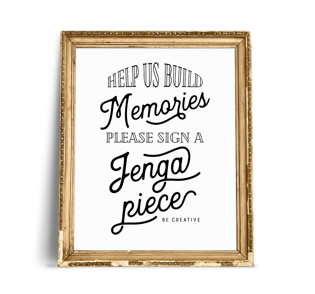 Help Us Build Memories Please Sign A Jenga Piece, Wedding Signs, Jenga ...