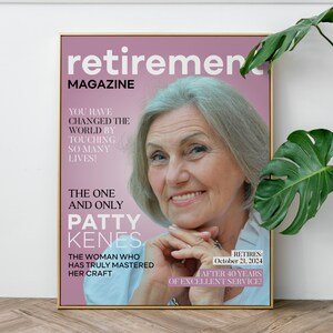 Retirement Magazine Cover, Personalized Retirement Photo Poster ...