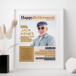 Personalized Retirement Magazine Cover Poster: Photo Print (PDF & JPG ...