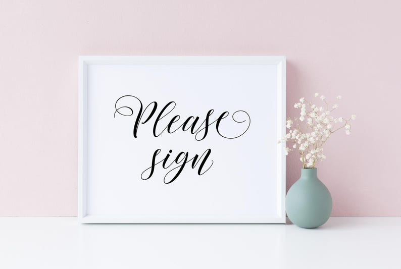 Please Sign Wedding Guestbook Sign: Elegant Script (digital Download ...