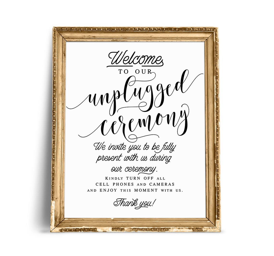 Welcome to Our Unplugged Ceremony Wedding Ceremony Sign | Etsy