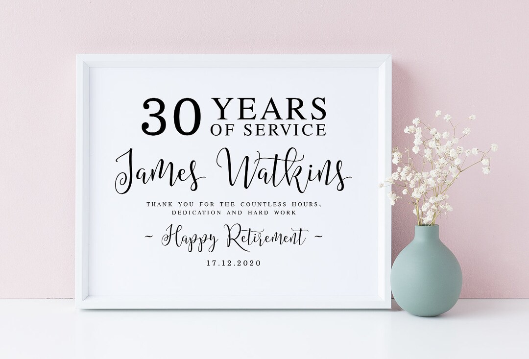 Personalized Retirement Years of Service Sign (PDF & JPG) - Etsy
