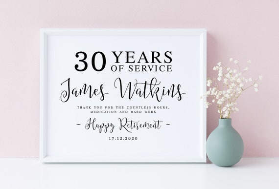Retirement Years of Service Sign Retirement Celebration Sign | Etsy