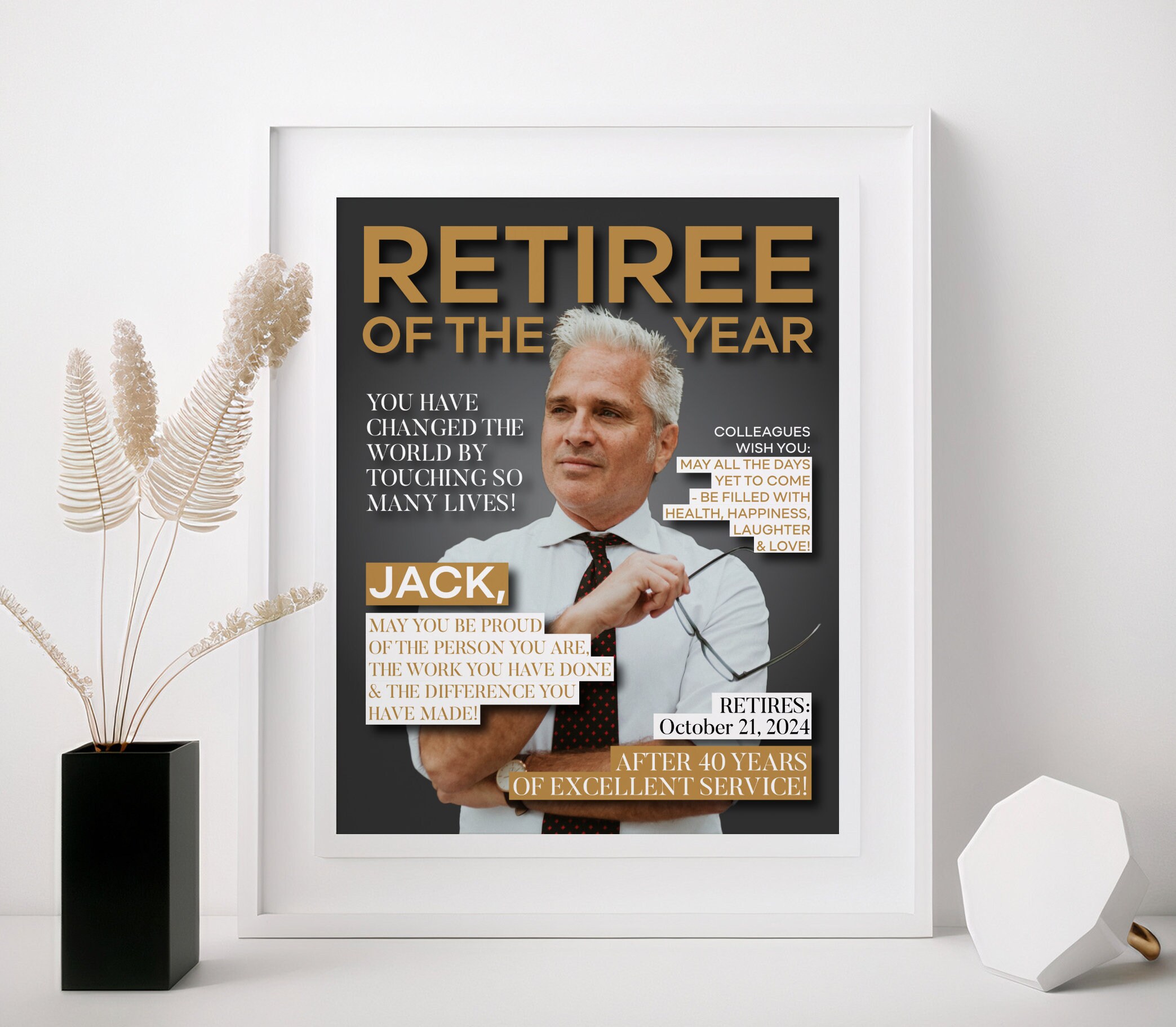Personalized Retirement Magazine Cover Sign: Retiree of the Year ...