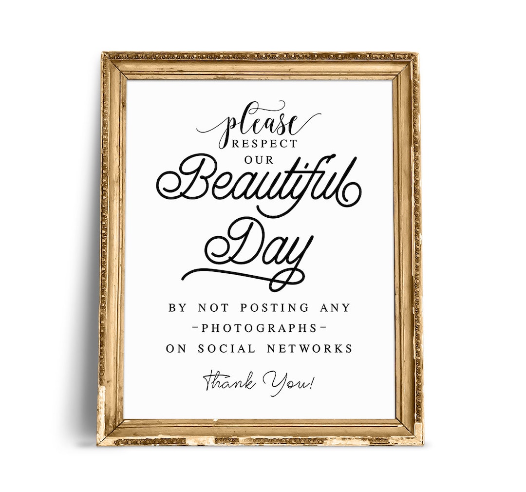 No Social Media Wedding Sign, Wedding Signs, No Social Media Sign, No ...