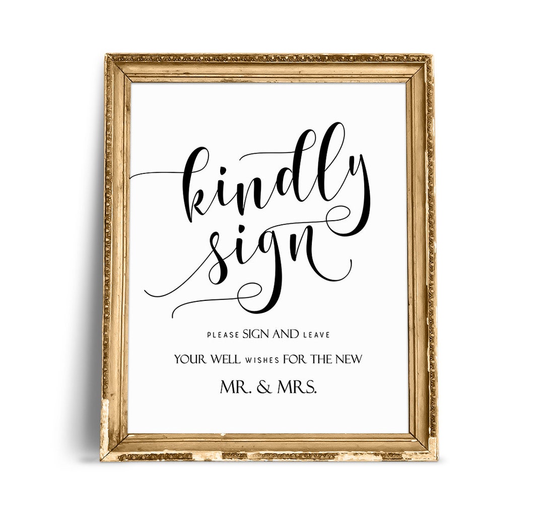 Kindly Sign, Wedding Signs, Wedding Kindly Sign, Well Wishes Sign for ...