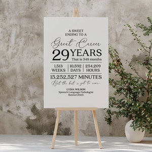 Personalized Retirement Sign: Years of Service Keepsake (PDF & JPG) - Etsy