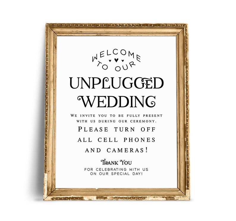 Welcome to Our Unplugged Wedding Unplugged Ceremony Sign No - Etsy