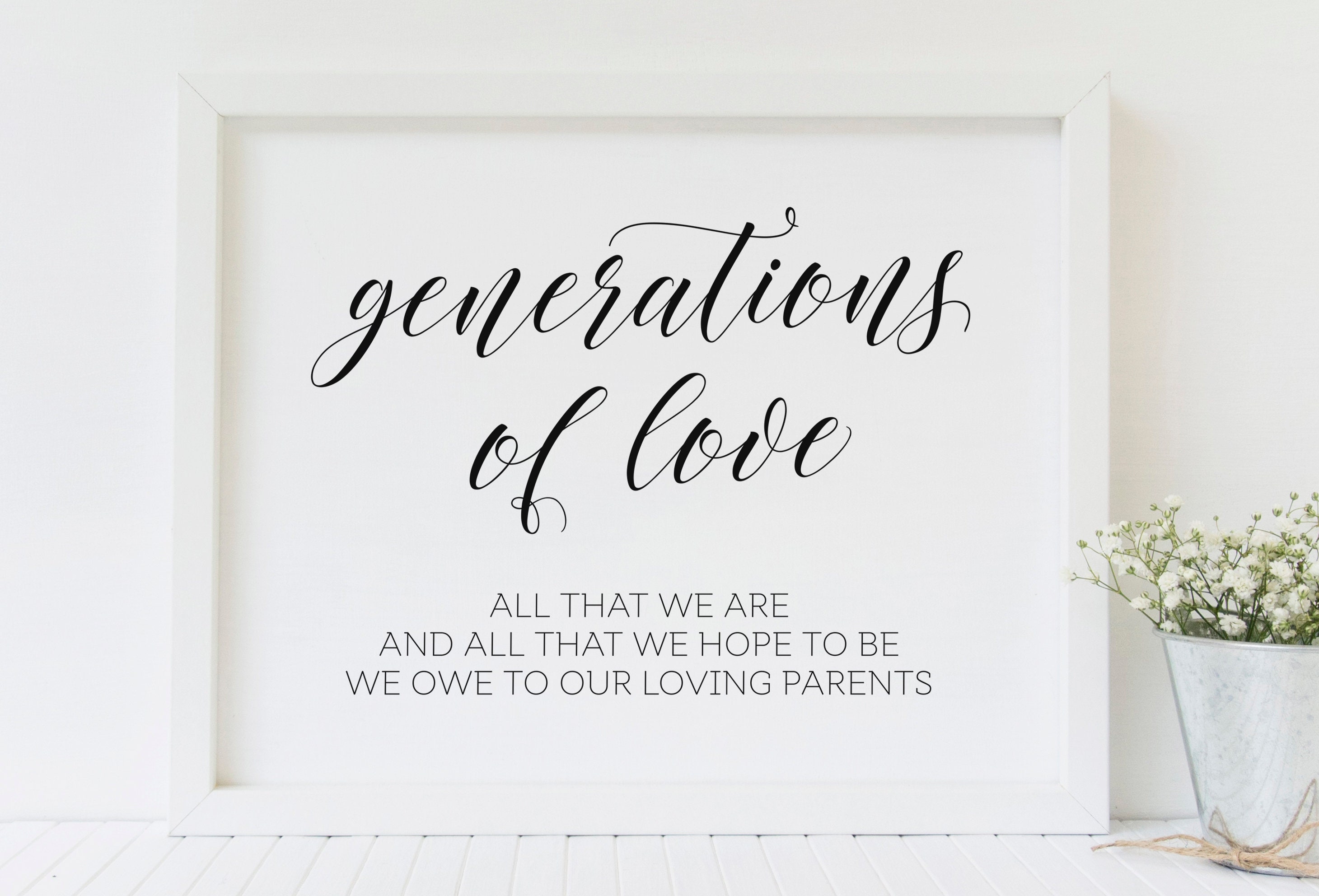 Generations of Love Wedding Sign: Printable Wall Art (digital Download ...