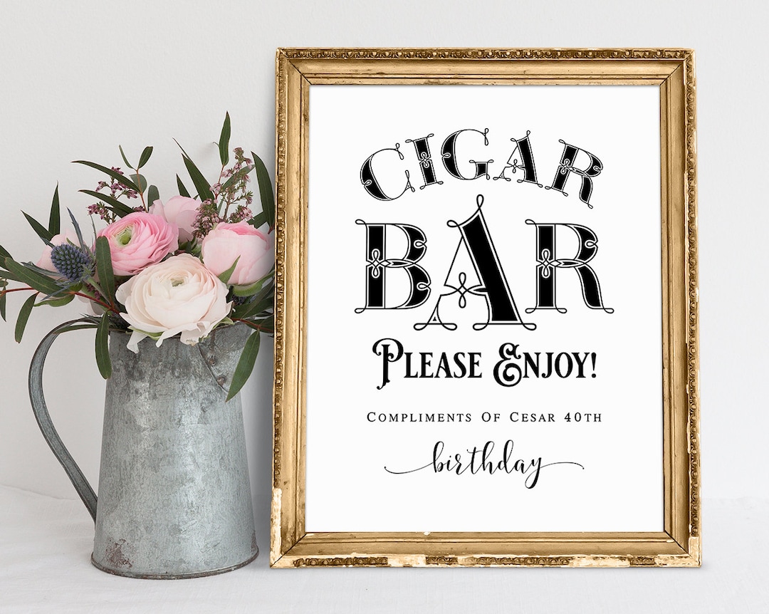 Cigar Bar Sign, Birthday Cigar Bar Sign, Personalized Cigar Sign ...