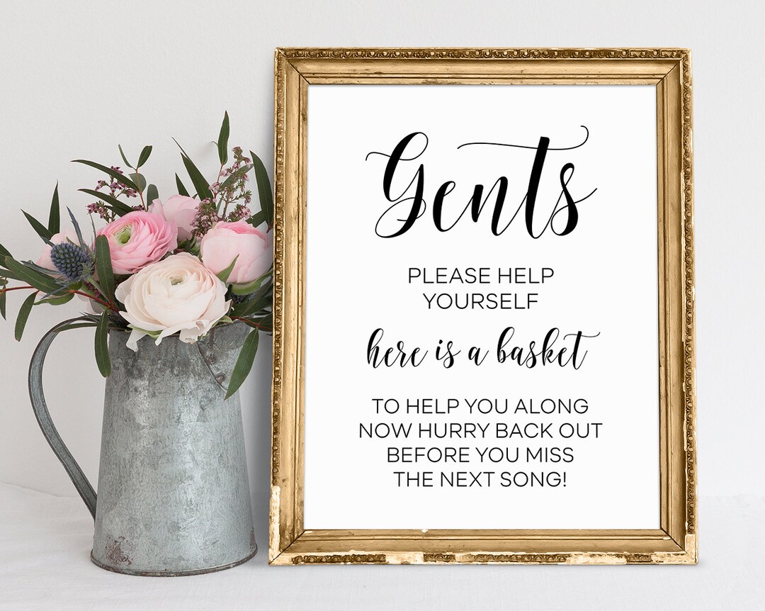 Wedding Bathroom Sign, Gents Bathroom Sign, Wedding Bathroom Basket ...