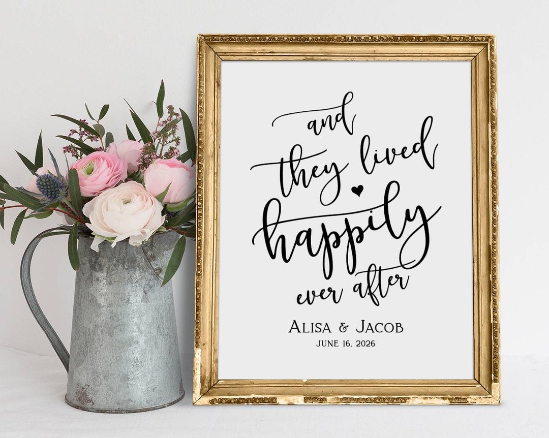 And They Lived Happily Ever After Sign, Wedding Signs, Personalized ...