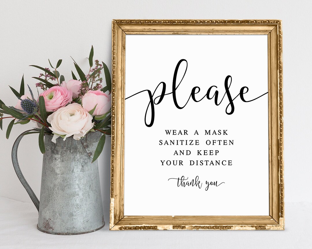 Please Wear A Mask, Sanitize Often, Keep Your Distance, Wedding Signs ...