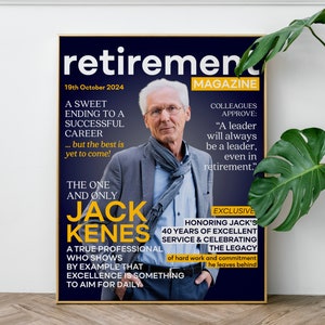 Retirement Magazine Cover Poster, Personalized Retirement Photo Print ...