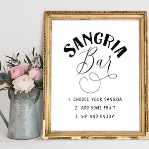 Wedding Signs, Sangria Bar, Wedding Bar Sign, Sangria Wedding Sign ...