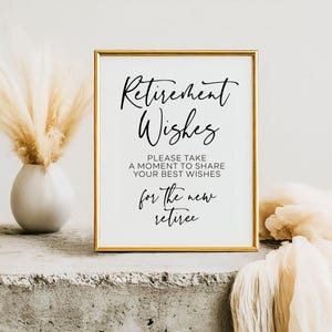 Retirement Wishes Sign, Modern Minimalist Retirement Guest Book Sign ...