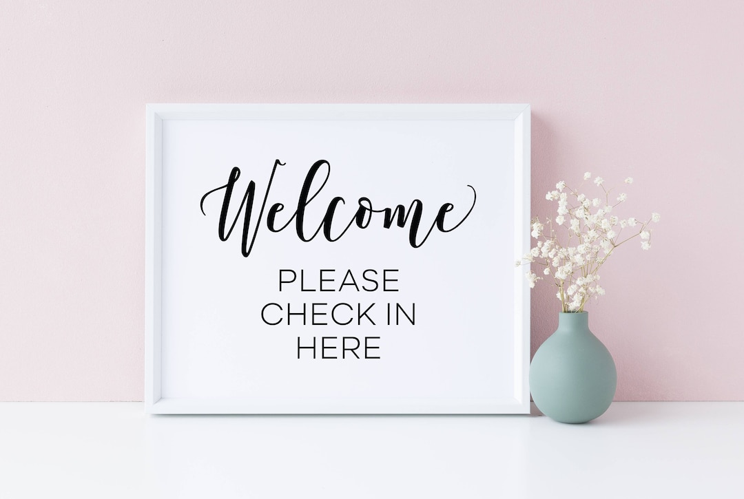 Welcome Please Check in Here, Wedding Signs, Modern Minimalist ...