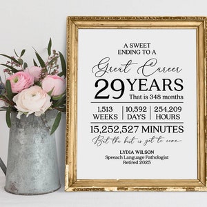 Personalized Retirement Sign: Years of Service Keepsake (PDF & JPG) - Etsy