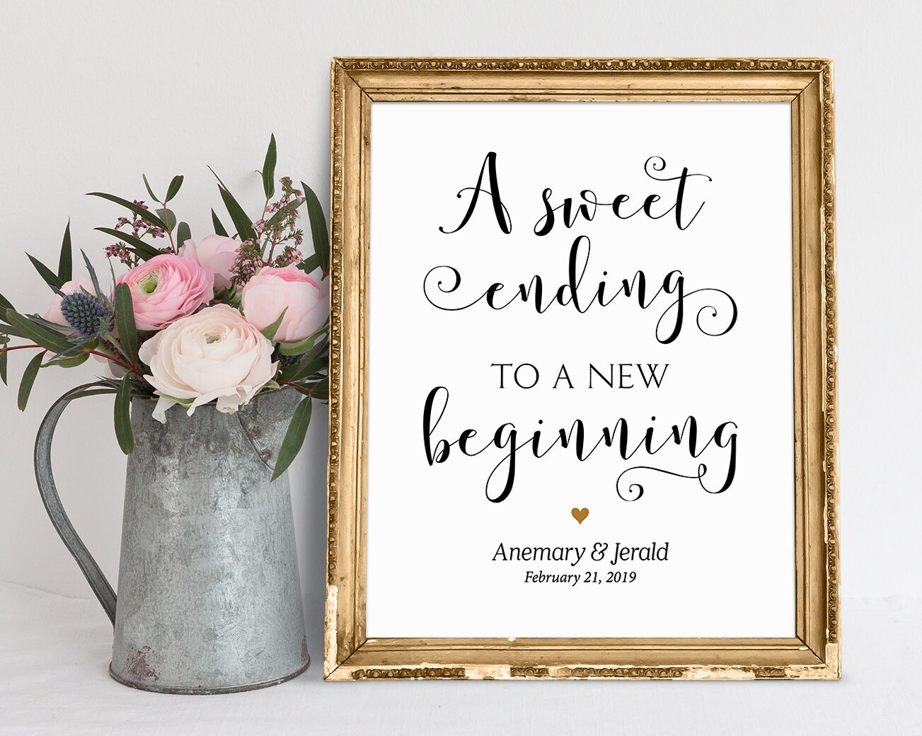 A Sweet Ending To A New Beginning Wedding Signs A Sweet | Etsy
