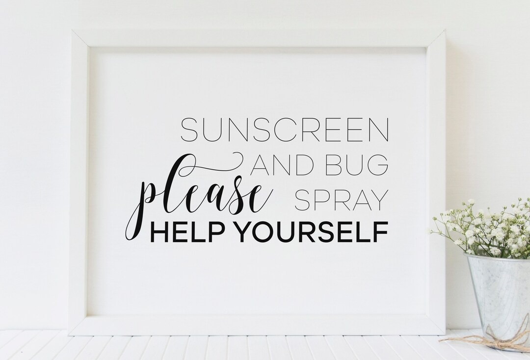 Sunscreen and Bug Spray, Wedding Signs, Suncreen and Bug Spray Sign ...
