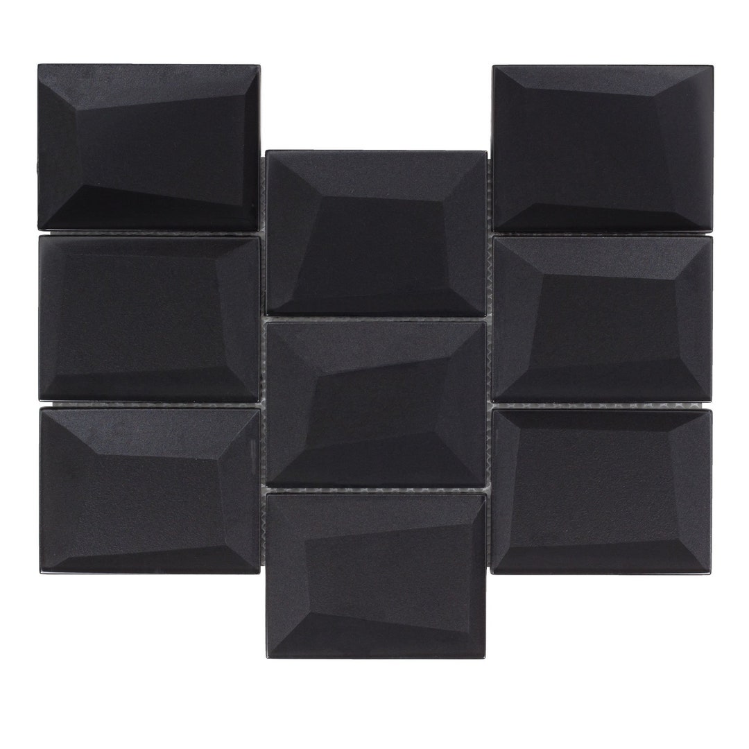 MTO0144 Modern Squares Black Glossy Glass Mosaic Tile - Etsy