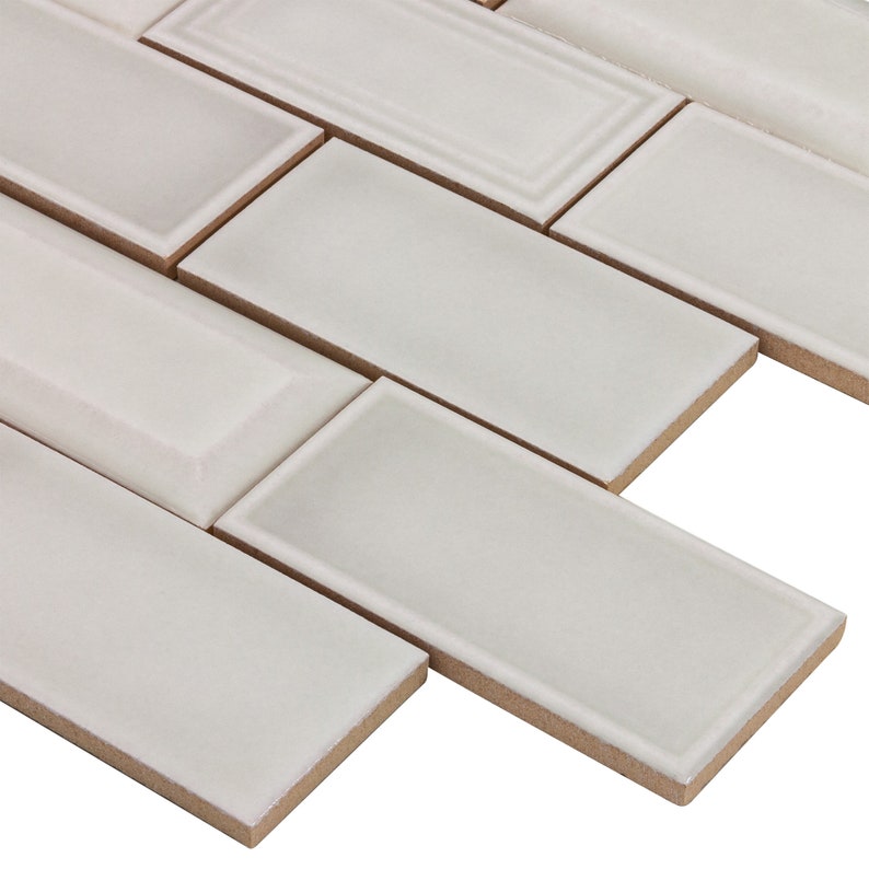 MTO0669 Modern Gray White Beveled Linear Ceramic Mosaic Tile - Etsy