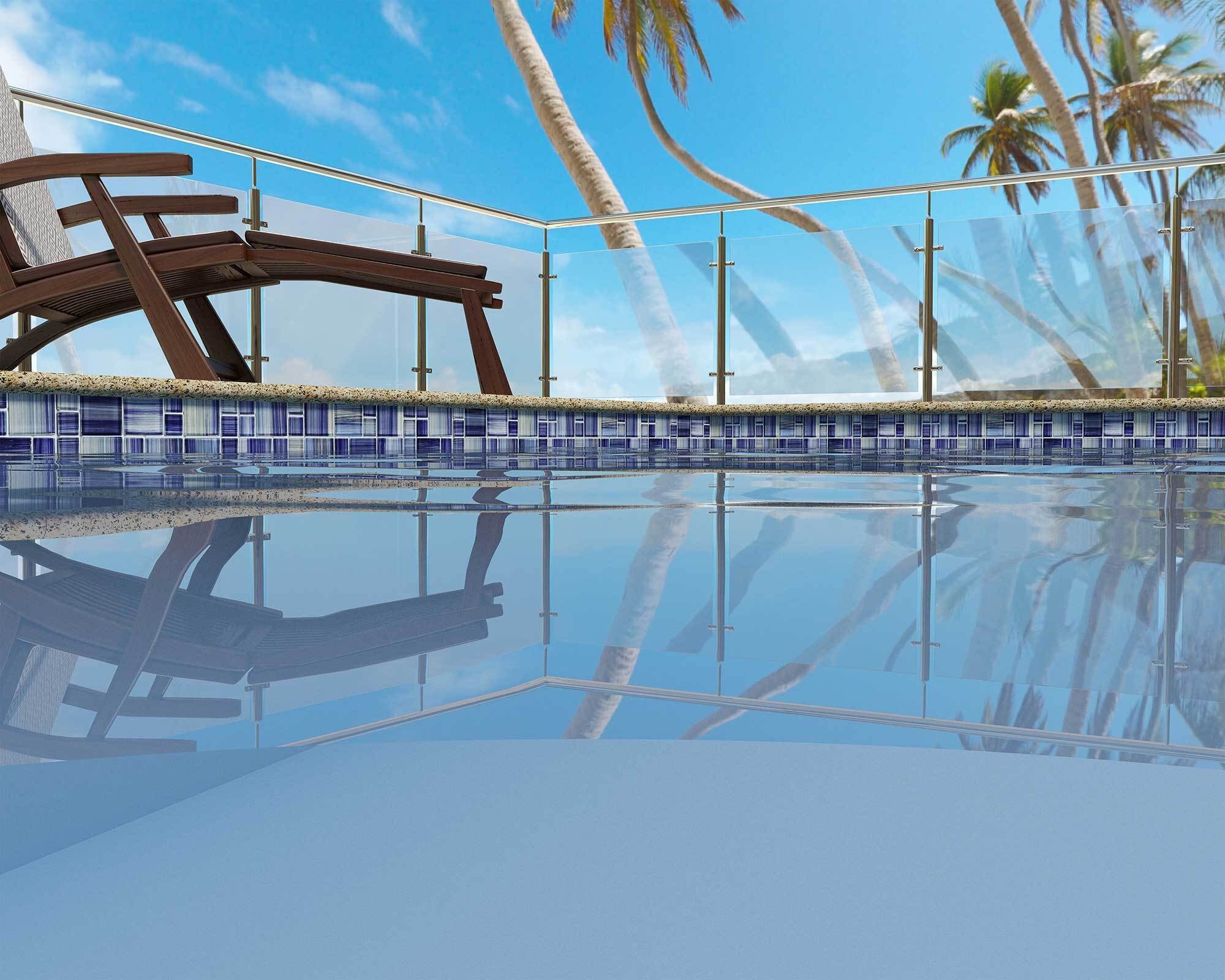 Mto0090 Modern French Pattern Blue Glossy Glass Mosaic Tile Etsy