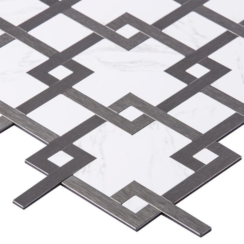 Modern Peel and Stick White Gray Marble-look Square Matte - Etsy